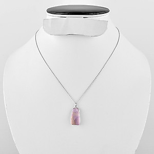 Natural Raw Ametrine Gemstone Pendant Necklace - 925 Sterling Silver - Rough Stones - Chakra Crystals - Birthday - Handmade Jewelry - Minimalist - Wedding - Gift for Mom Women -16+2in - Odrillion Gems