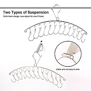 BEVIEVER Hat Rack for Baseball Caps, Stainless Steel Hat Organizer with 12 S Hooks, Hat Storage for Baseball Caps Set of 2, No Hats Included