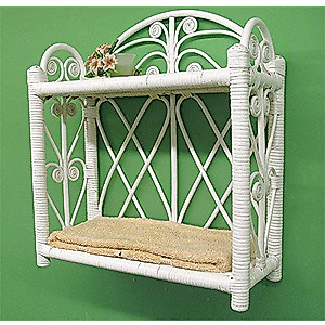 Wicker Wall Rack, Heart Sides White