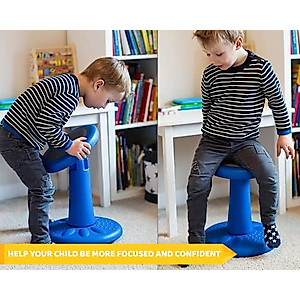 Studico ActiveChairs Kids Wobble Chair, Flexible Classroom Seating Improves Focus, Posture & Helps ADHD/ADD. Get The Wiggles Out, Active Fidget Desk Chairs, Pre-Teen 17.75" Stool, Ages 7-12, Blue