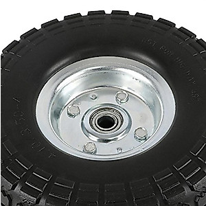 go2buy 4 Pcs 10-Inch Solid Rubber Tyre Wheels for Garden Utility Wagon Cart Trolley Tires Snowblower Lawn Mower Wheelbarrow Generator Hand Cart 5/8-inch Bearings Black