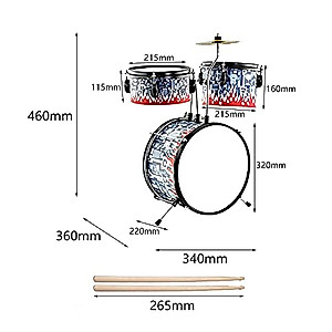 MUSICUBE Junior Drum Set, Kids Drum Set 10 inch 3-Piece with Adjustable Throne, Cymbal, Pedal & Hardwood Drumsticks, Fire Flower Painted Model