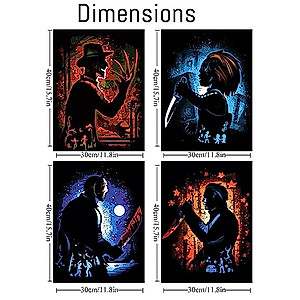 Halloween Paint by Numbers for Adults,DIY 4 Pack Adult Horror Paint by Numbers Kits on Canvas Painting Kits for Kids Beginner 12x16 inch Oil Painting Kits Gift for Kids and Adults