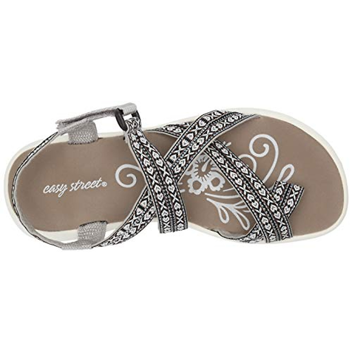 Easy Street Women's Sport Sandal, Grey, 6.5 X-Wide