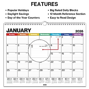 Dunwell 12x15 Wall Calendar 2023 2024 - (Colorful) Use to June 2024, Large 2023-24 Wall Calendar, Lined Monthly Calendar, 12 x 15 Hanging Calendar for Home or Office