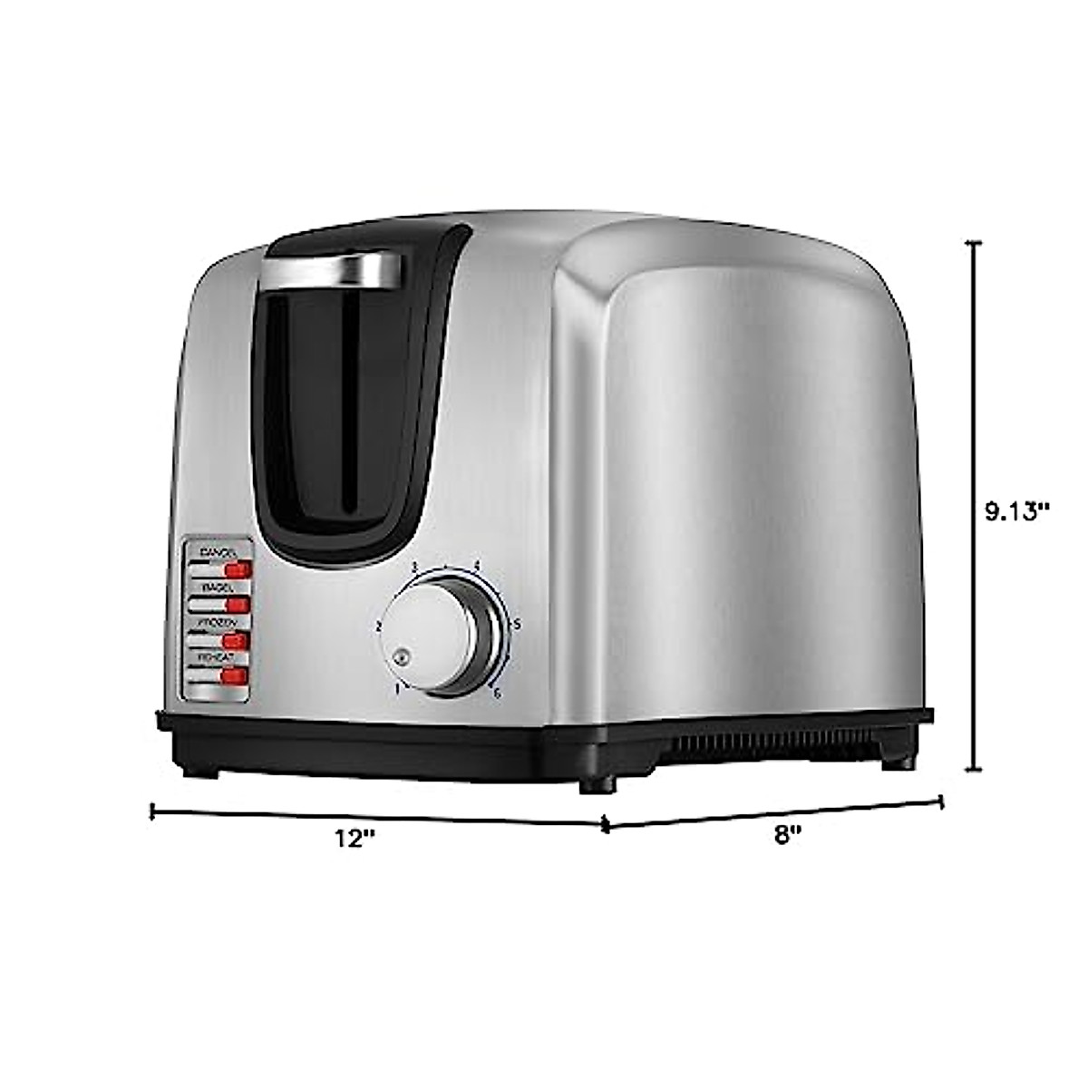 BLACK+DECKER 2-Slice Toaster, Modern, Stainless Steel, T2707S, Silver