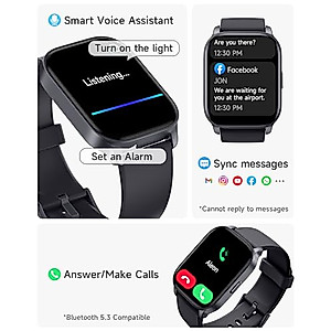 TOOBUR Smart Watch for Men Women, Answer/Make Calls, Alexa Built-in, Fitness Tracker, Heart Rate/Sleep Tracker/100 Sports/IP68 Waterproof, Smartwatch Compatible Android iOS