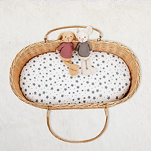 GROWA Universal Bassinet Sheets for Boys and Girls, 100% Breathable Cotton Sheet Set of 3 Pieces, Suitable for Most Bassinet Pads/mattresses, Such as Halo, Chicco Lullago, etc.