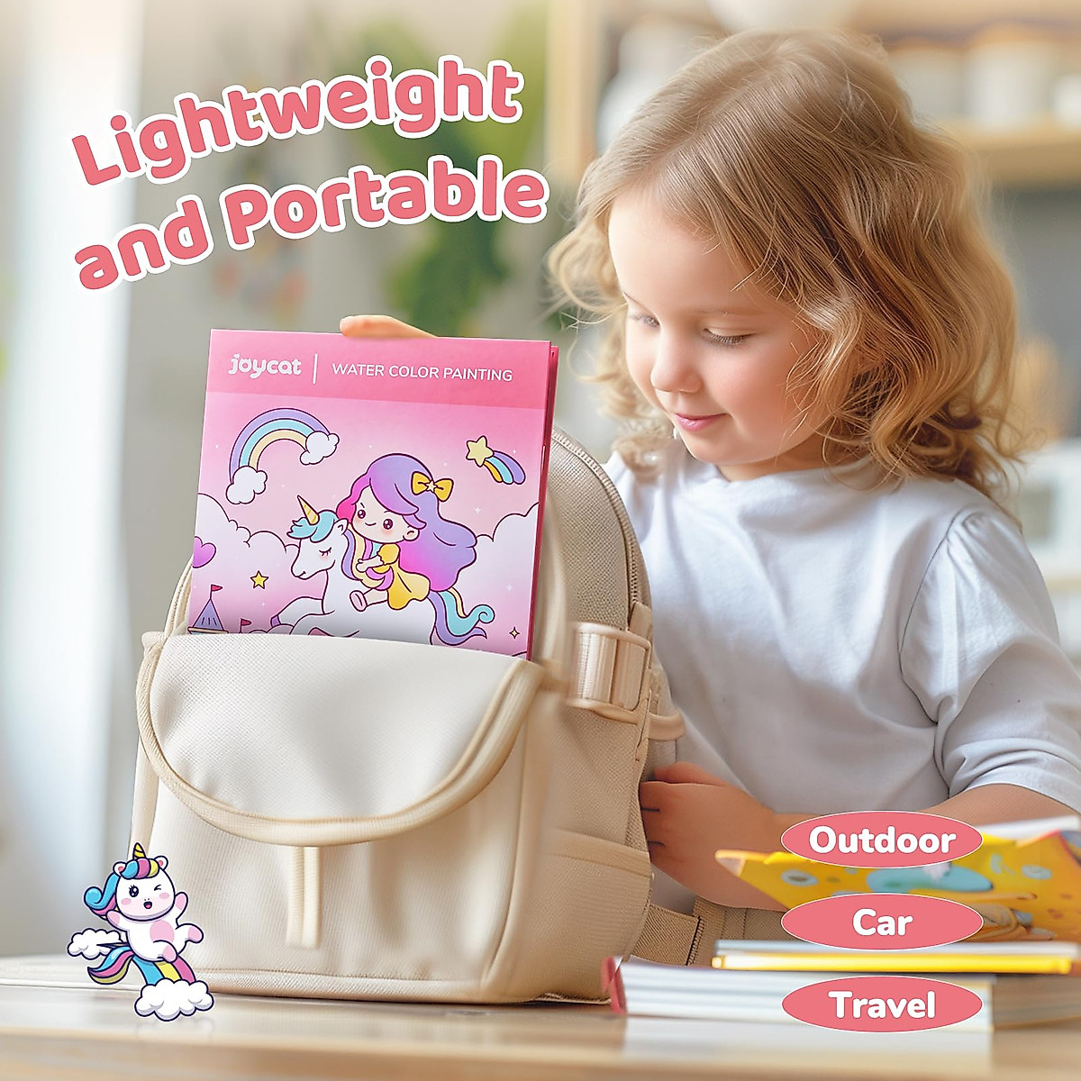 JoyCat Paint with Water Coloring Books for Toddlers, Watercolor Painting Sets for Kids Ages 3-5 4-8, Arts and Crafts Drawing Activities Toy Birthday Gift for Boys Girls (Unicorn)