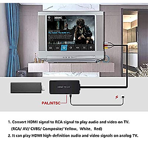 Dingsun HDMI to RCA Converter, HDMI to Audio Video Converter, Plug and Play, Convert HDMI Signal to RCA (AV) Composite Video and L/R Stereo Audio Signals (HDMI to RCA Converter)