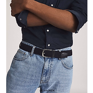 CHAOREN Belt for Men 2Pack - 1 3/8" Mens Stretch Braided Woven Golf Belt - Elastic Web Fit Casual Golf Jeans Pants Polo