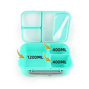 freehour Food Storage Meal Prep Container Box With Lid, 2000ML Large Bento Box For Adults, Leakproof 3 Compartment Bento Lunch Box (Blue)