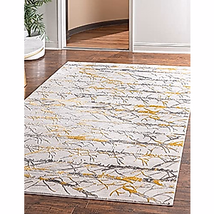 Rugs.com Finsbury Collection Rug – 5' 3 x 8' Yellow and Gray Medium Rug Perfect for Living Rooms, Large Dining Rooms, Open Floorplans