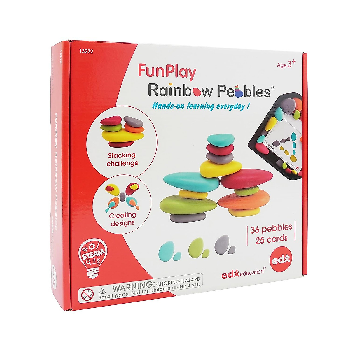 Rainbow Pebbles FunPlay Activity Set - 36 Sorting and Stacking Toys + 50 Activities + Messy Tray p- - Homeschool Kit for Kids