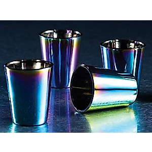 BarCraft BCSGRBOW4PC Metallic Rainbow Iridescent Shot Glasses, 50 ml (2 fl oz), Set of 4, 5 x 5 x 6 cm