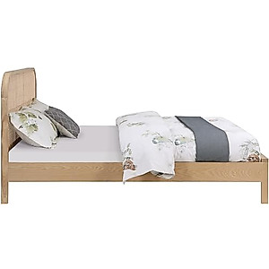 Meridian Furniture SienaNatural-Q Siena Collection Mid-Century Modern Queen Bed with Solid Ash Wood, Rich Natural Finish on Ash Veneer, Natural Cane, 63" W x 85.5" D x 43" H, Natural, Queen