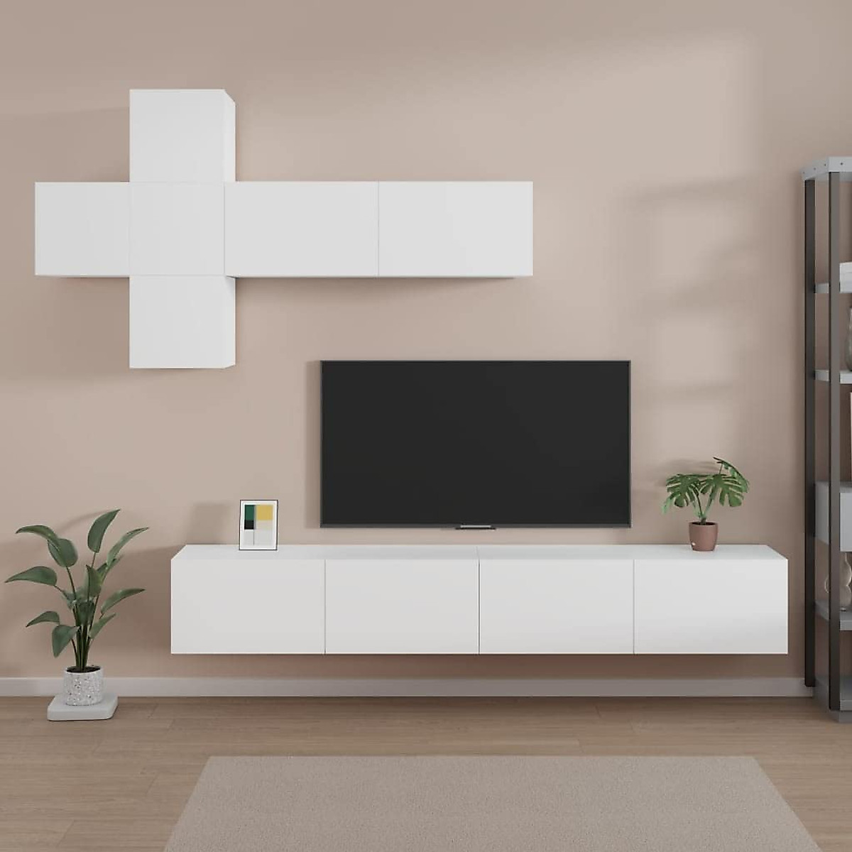 vidaXL TV Cabinet Set 7 Piece Home Bedroom Living Room Entertainment Center Console HiFi Cabinet TV Stand Media Unit Furniture White Engineered Wood