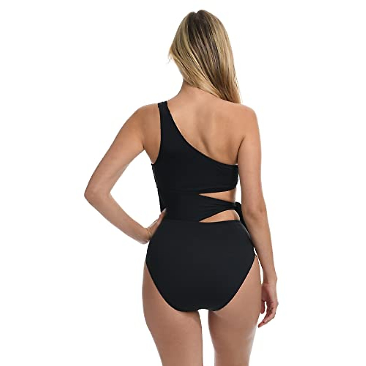 La Blanca Womens Island Goddess Shoulder One Piece Swimsuit, Black, 8 US