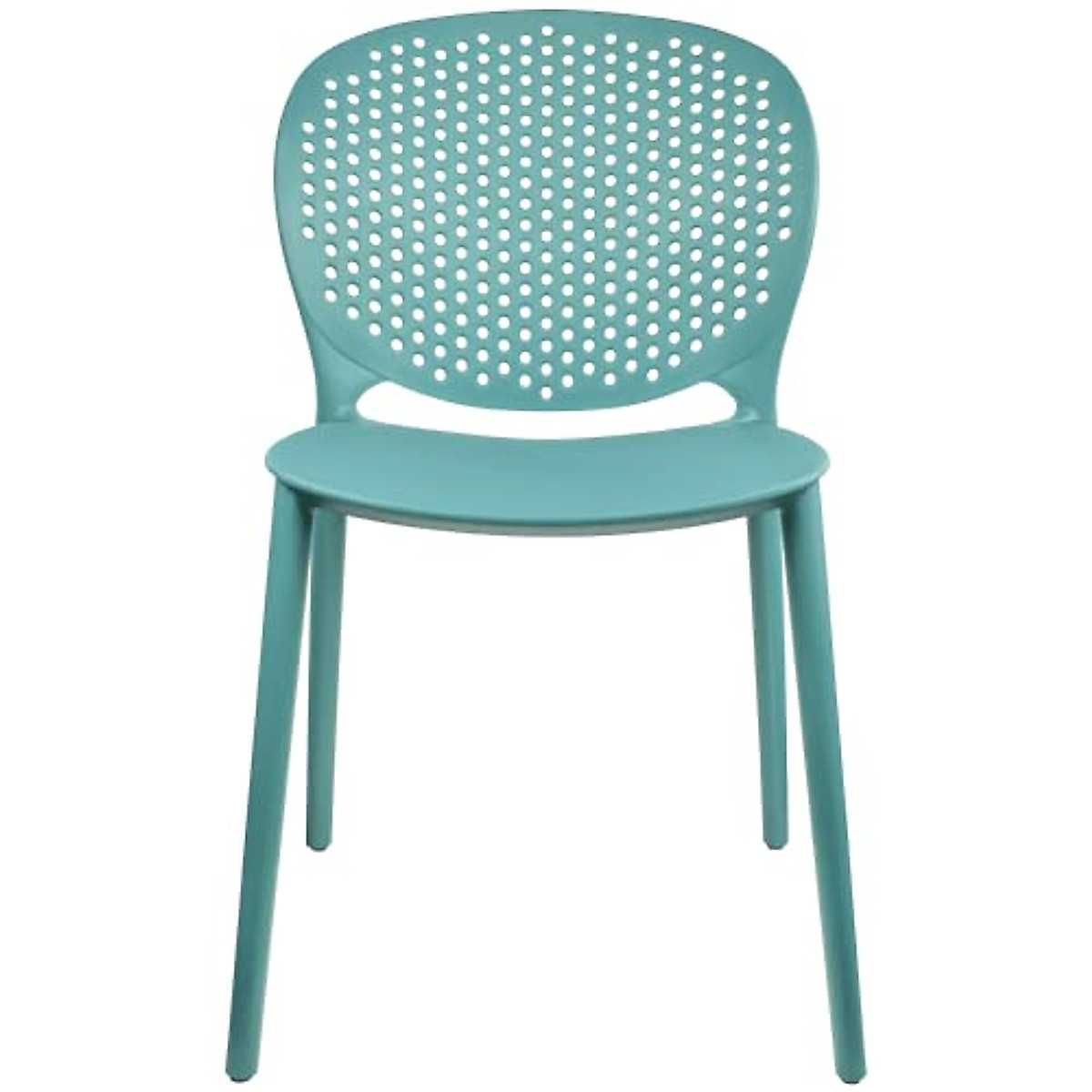 2xhome Set of 4 Blue Contemporary Modern Stackable Assembled Plastic Chair Molded with Back Armless Side Matte for Dining Room Living Designer Outdoor Garden Patio Balcony Work Desk Kitchen