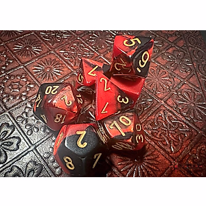 Gemini Polyhedral 7 Die Set, Black/Red/Gold by Chessex