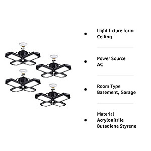 4 Pack LED Garage Lights,100W Deformable Led Garage Lighting 10000LM E26 Daylight 6000K LED Garage Ceiling Lighting Super Bright Adjustable Garage Lights for Garage,Warehouse