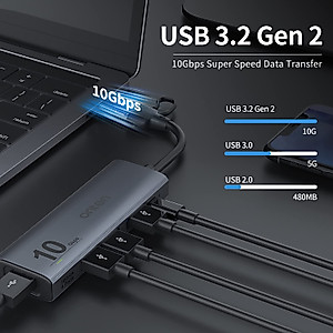 Onten USB 3.2 GEN 2 4 Ports 10G HUB-USB C 4 Ports 10G HUB. Aluminum USB&USB C with USB 3.2 GEN 2 Speed and 4.5W Charging.Compatible with Mac OS iPad OS,Windows,Android,and Linux.