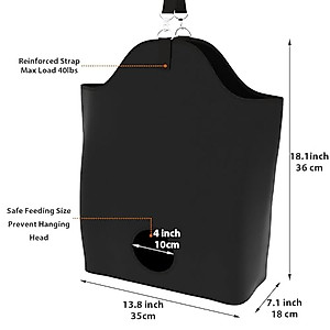 Kaulhp Goat Hay Feeder, Hay Bag for Goats Small Front Hole Bags for Nigerian Dwarf Goat, Less Hay Waste Tote Bag for Traveling,for Sheep Fair, Paddock, Stalll (Black)