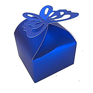 FOYARA 100Pcs Butterfly Wedding favor Box Candy Box Gift Box, Party Favor Boxes for Bridal Shower Anniverary Wedding Party Favor (Blue)