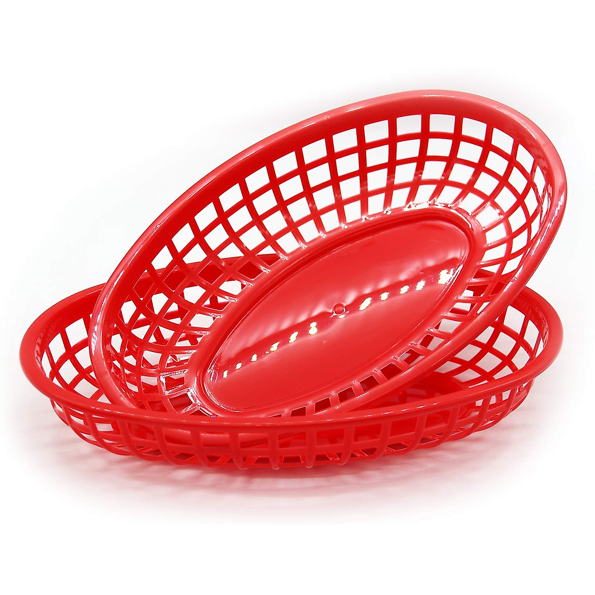 FEOOWV Retro Style Fast Food Basket (12Pk) and Checkered Deli Liner (100 Pk) Combo. Fast Food Basket Are Dishwasher Safe. Disposable Deli Paper Squares for Easy Cleanup (Red)