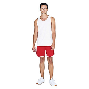 American Apparel Men's Interlock Basketball Shorts, Red/White, X-Large