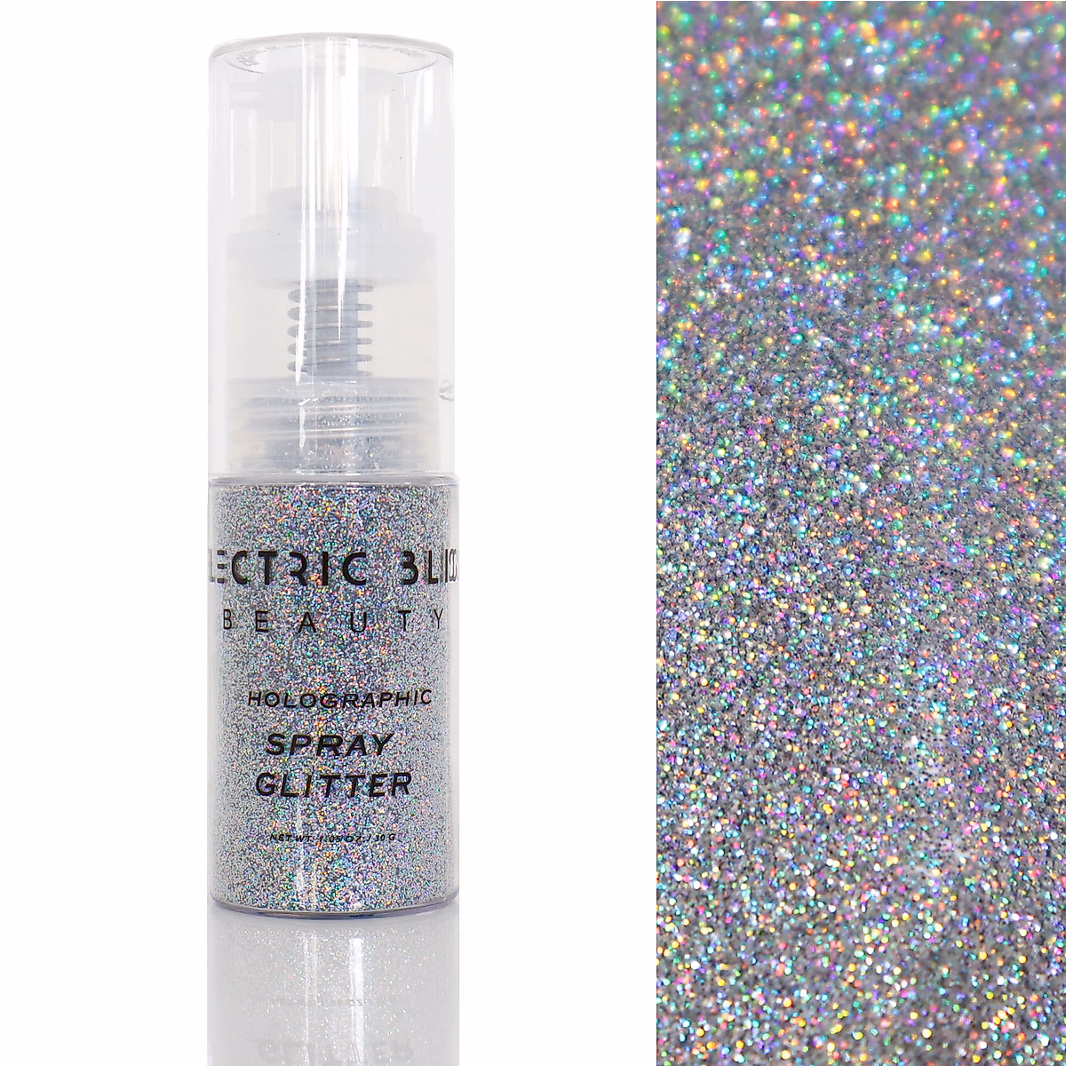 Holographic Silver - Shiny Glitter Spray, Body Glitter Spray, Hair Glitter Spray, Glitter Spray for Hair & Body Face Glitter, Eye Glitter, Body Glitter Rave Glitter Festival Accessories