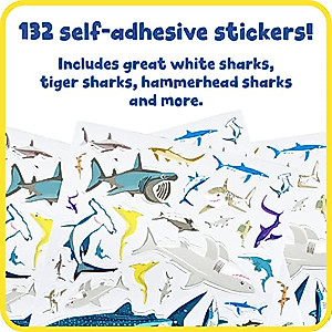 READY 2 LEARN Foam Stickers - Sharks - Pack of 132 - Self-Adhesive Stickers for Kids - 3D Cute Shark Stickers for Laptops, Party Favors and Crafts