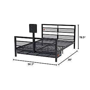 X Rocker I Basecamp Bed with TV Mount I Rotating TV Mount Mechanism I Metal Mesh Frame I Black