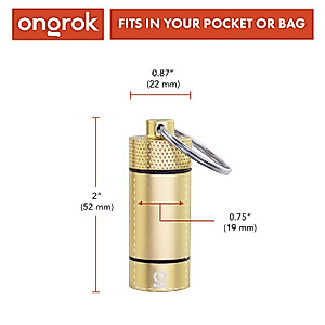 ONGROK Premium Mini Storage Tube, Keychain, Pocket-Sized, Airtight, Aluminum Metal Holder and Case (Gold)