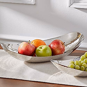 Elegance Hammered Oval Centerpiece Bowl, 17" x 9", Silver
