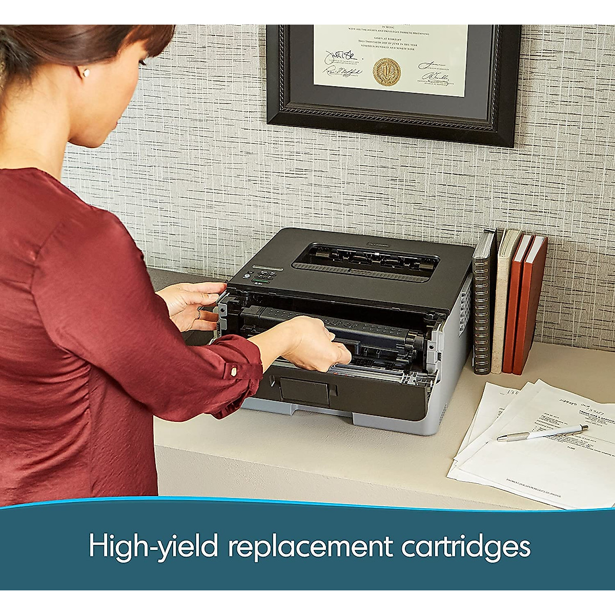 Brother HL-L23 50DW Series Compact Wireless Monochrome Laser Printer - Mobile Printing - Auto Duplex Printing - Up to 32 Pages/min - Up to 250 Sheet Paper - 1-line LCD Display + USB-C Adapter