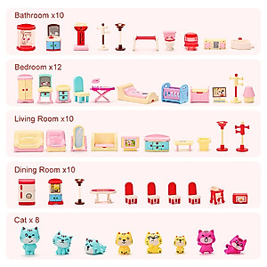 50 Pack Kids Little Dollhouse Furniture Toys House Big Dreams for Baby Children Girls Boys Age 3+