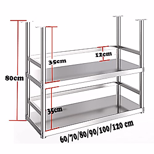 6 Sizes,Ceiling Mount Shelf, Industrial Stainless Steel Kitchen Shelf, Hanging Floating Shelf, Restaurant Bar Display Stand/Decorative Storage Rack (Size : 90 * 35 * 80cm)