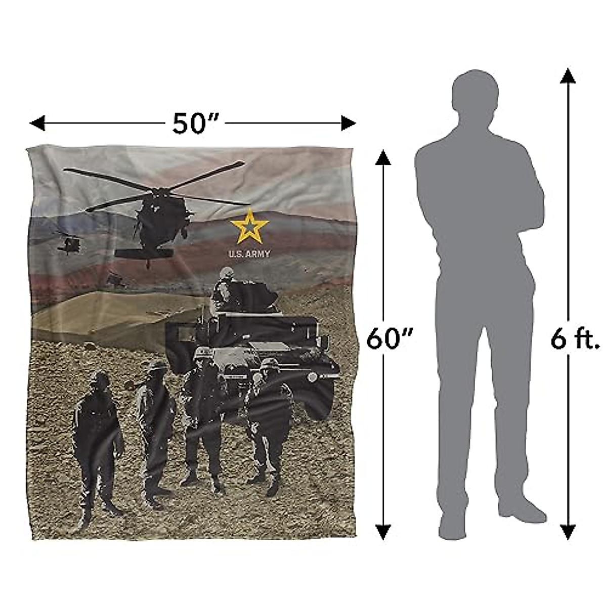 U.S. Army Blanket, 50"x60" Army Values, Silky Touch Super Soft Throw
