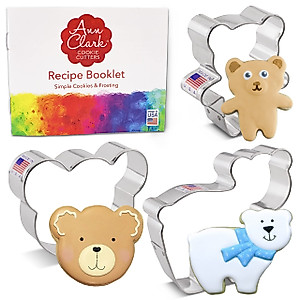 Bear Cookie Cutters 3-Pc. Set, Made in the USA by Ann Clark, Tiny Bear, Bear Face, Cute Bear