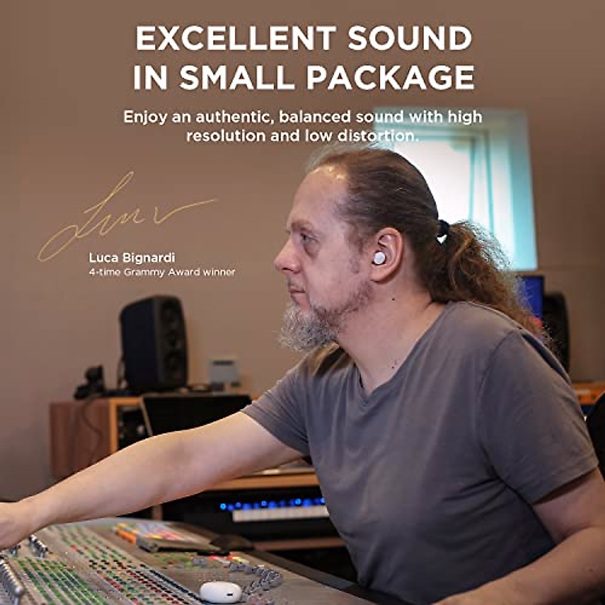 1MORE ComfoBuds Mini Hybrid Active Noise Cancelling Earbuds, in-Ear Headphones with Stereo Sound, Earbuds Wireless Bluetooth 5.2, Clear Calls, Wireless Charging, Soothing Sound, Waterproof, White