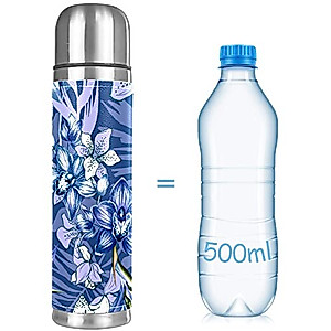 Orchids Paradise Bird Palm Leaves Vacuum Insulated Water Bottle Stainless Steel Thermos Flask Travel Mug Coffee Cup Double Walled 17 OZ