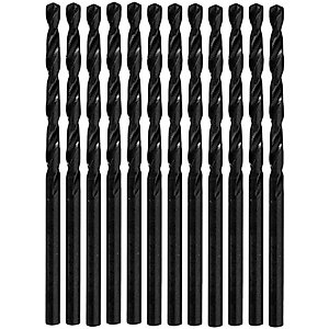 Century Drill & Tool 24112 Black Oxide Pro Grade Drill Bit, 3/16", 12-Pack, Made in The USA