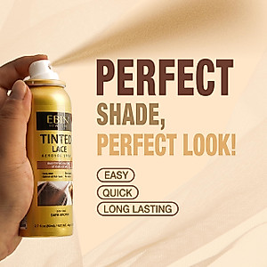 EBIN NEW YORK Tinted Lace Aerosol Spray - Light Warm Brown 2.7oz/ 80ml, Quick dry, Water Resistant, No Residue, Water Resistant, Even Spray, Matching Skin Tone, Natural Look