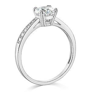 14k White Gold Solid Wedding Engagement Ring - Size 7.5