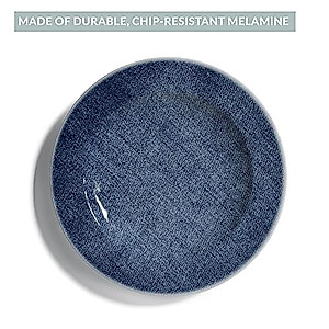 Barnyard Designs 12-piece Melamine Dinnerware Set, Durable Chip-Resistant Dishware for Indoor/Outdoor Use, Farmhouse Dishes, Service for 4, Denim Blue, (Dinner Plate: 11”, Salad Plate: 8.5”, Bowl: 7”)