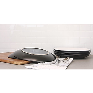 10 Strawberry Street Two Tone Coupe 8” Salad Plate Set Of 6, Black/White