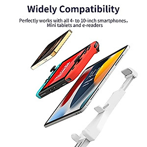 Flexible Cell Phone Holder Stand，with A Rotating Aluminum Base and Mount Clamp，Compatible with 4-10'' Device iPhone X Xs 11 12 13 Pro Max XR SE/iPad/Kindle，Used for Desktop,Bed,Couch(Silver)