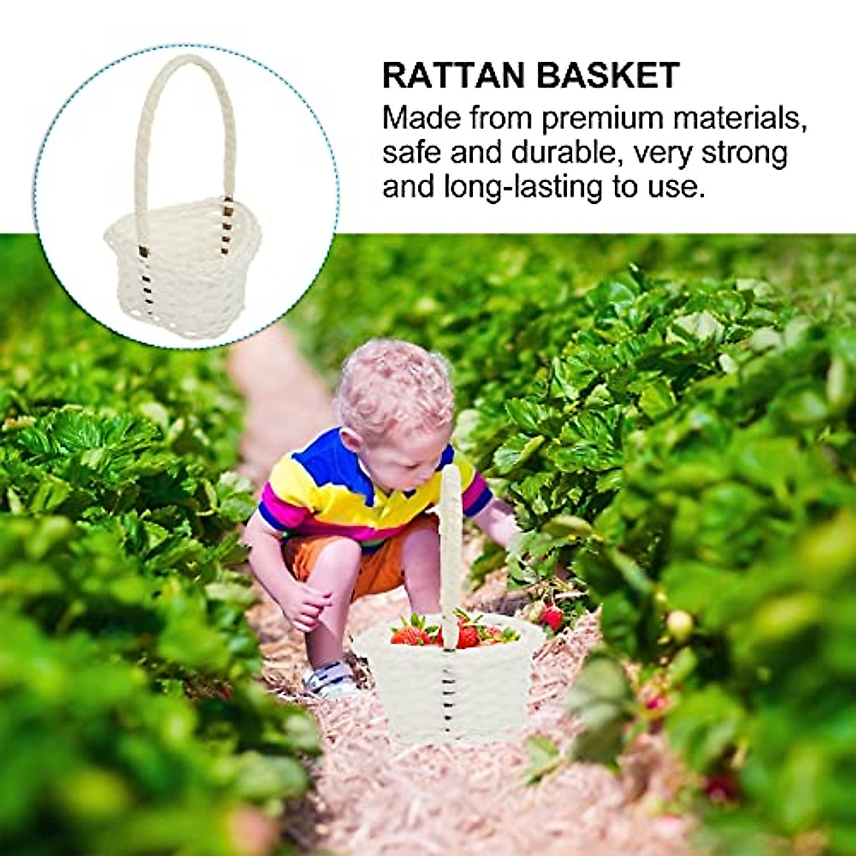 DOITOOL Flowers 6pcs Rattan Woven Flower Basket Gift Basket Picnic Basket Wedding Flower Girl Basket Candy Fruit Sundries Storage Basket for Wedding Picnic Party Baskets