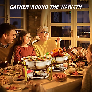 PitInnov Chafing Dish Buffet Set 4 Pack, 5 QT Round Chafing Dishes for Buffet, Stainless Steel Chafers and Buffet Warmers Sets, Catering Food Warmer for Parties, Weddings and Dinners